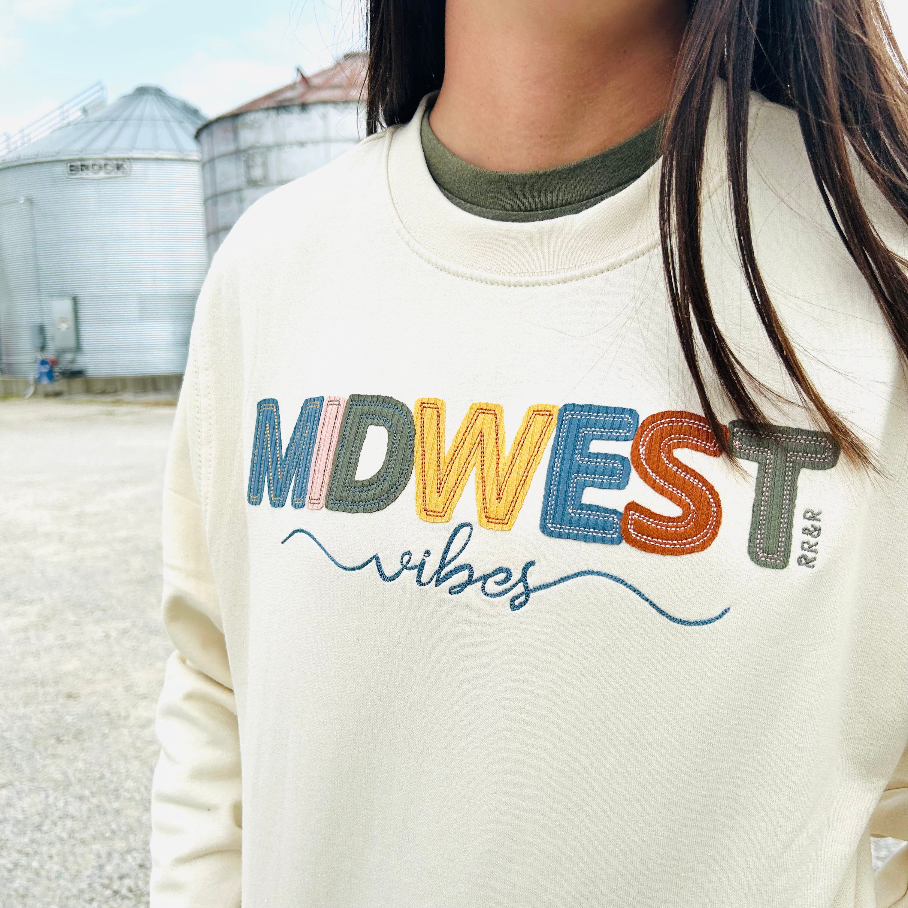 Hand-Stitched Midwest Vibes Crewneck – The Rural Roads Company